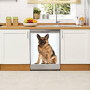 Dishwasher Magnet Sticker German Shepherd Dog 4 Years Old Sitting in Front of White Magnetic Refrigerator Sticker Appliance Covers Home Kitchen Decor for Fridge Metal Door Garage 23x26in