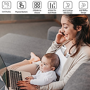Double Wearable Breast Pump,Hands Free Breast Pump with LCD Display, 2 Modes & 9 Levels of Suction, Memory Function, Hands Free Painless,Portable Breast Pump,24mm Flange