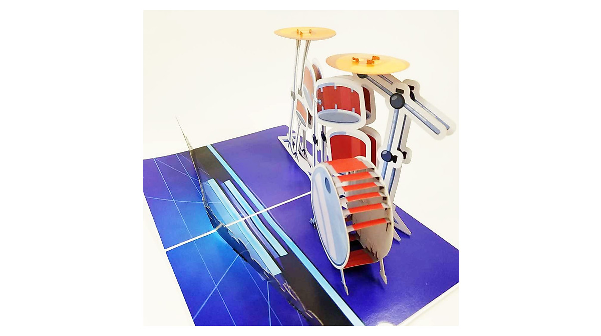 POP CARD EXPRESS 3D Band Drum Pop Up Birthday Card Blue | Music & Band ...