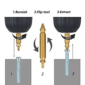 Chew Steel Tools 5 Pieces Damaged Screw Extractor Kit and Stripped Screw Extractor Set, Remover Tool and Drill Bit Set, Broken Bolt Extractor and Screw Remover Set HSS 4341 Material (Gold)
