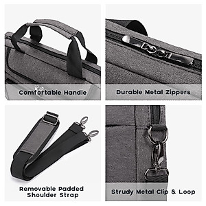 BERTASCHE Laptop Bag 17.3 inch for Men, Laptop Case Computer Bag for Work Business Trip Laptop Carrying Case w/Shoulder Strap Grey