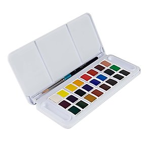 Daler Rowney Aquafine 24-pc Watercolor Travel Set - Watercolor Paint Set for Watercolor Paper and More - Watercolor Set for Artists and Students - Water Color Paint for All Skill Levels