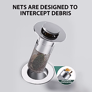 2Pcs Bathroom Sink Stopper,UniversalBasin Pop Up Bathroom Drain Stopper, for 1.1~1.29 in U.S. Standard Drain Holes, with Hair Catcher Anti Clogging Bathroom Sink Drain Strainer