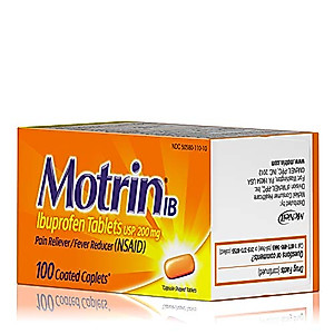 Motrin IB Pain Reliever Fever Reducer (NSAID) Ibuprofen Tablets, 100 Count