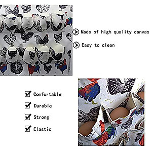longsen Egg Apron 2 Pack(Adult 12 Pockets + Child 3 Pockets), Gathering and Collecting Chicken Duck Goose Egg, Suitable for Housewife Farmhouse Kitchen Restaurant Parent-Child Activities, Rooster, Hen