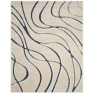 SAFAVIEH Florida Shag Collection Area Rug - 9'6" x 13', Cream & Blue, Non-Shedding & Easy Care, 1.2-inch Thick Ideal for High Traffic Areas in Living Room, Bedroom (SG471-1165)