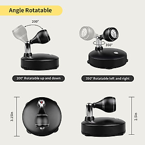 LEASTYLE LED Spot Light Indoor, Battery Operated Led Light Stick Up Lights with Remote, Mini Spotlight Dimmable Accent Lights for Lighting up Paintings Pictures(RGB 2 Pack)