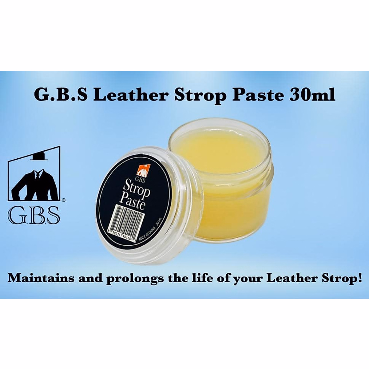 G.B.S Leather Strop 30ml Conditioning Paste Professional Hone and Sharpen your Shaving Razor, blade, knives, cutlery and tools- Leather Balm