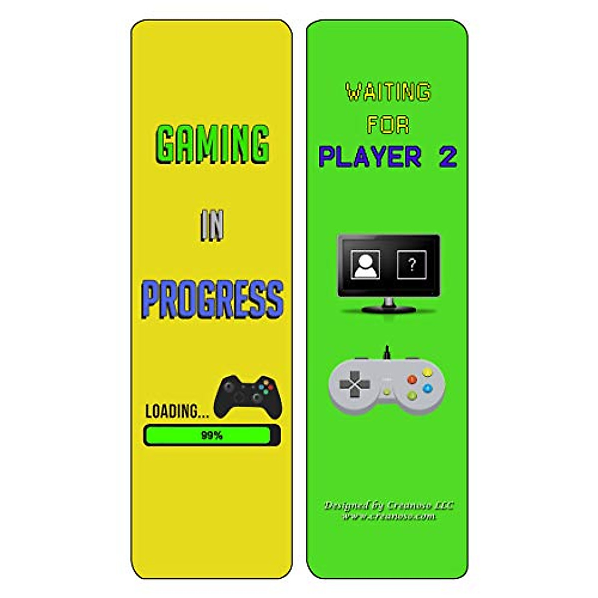 Creanoso Gamer Bookmarks (60-Pack) - Party Favors and Premium Gift Set Ideas for Children, Teens, & Adults – Classroom Teaching Incentives Rewards