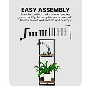 Cocoyard Floating Shelves, Wall Mounted Shelf, Set of 2. Modular Wall Shelf Set. Perfect for Living Room Bedroom Bathroom. Great Gift Ideas for Plant Lovers (Black, 8.1" W x 4.9" D x 23.6" H)