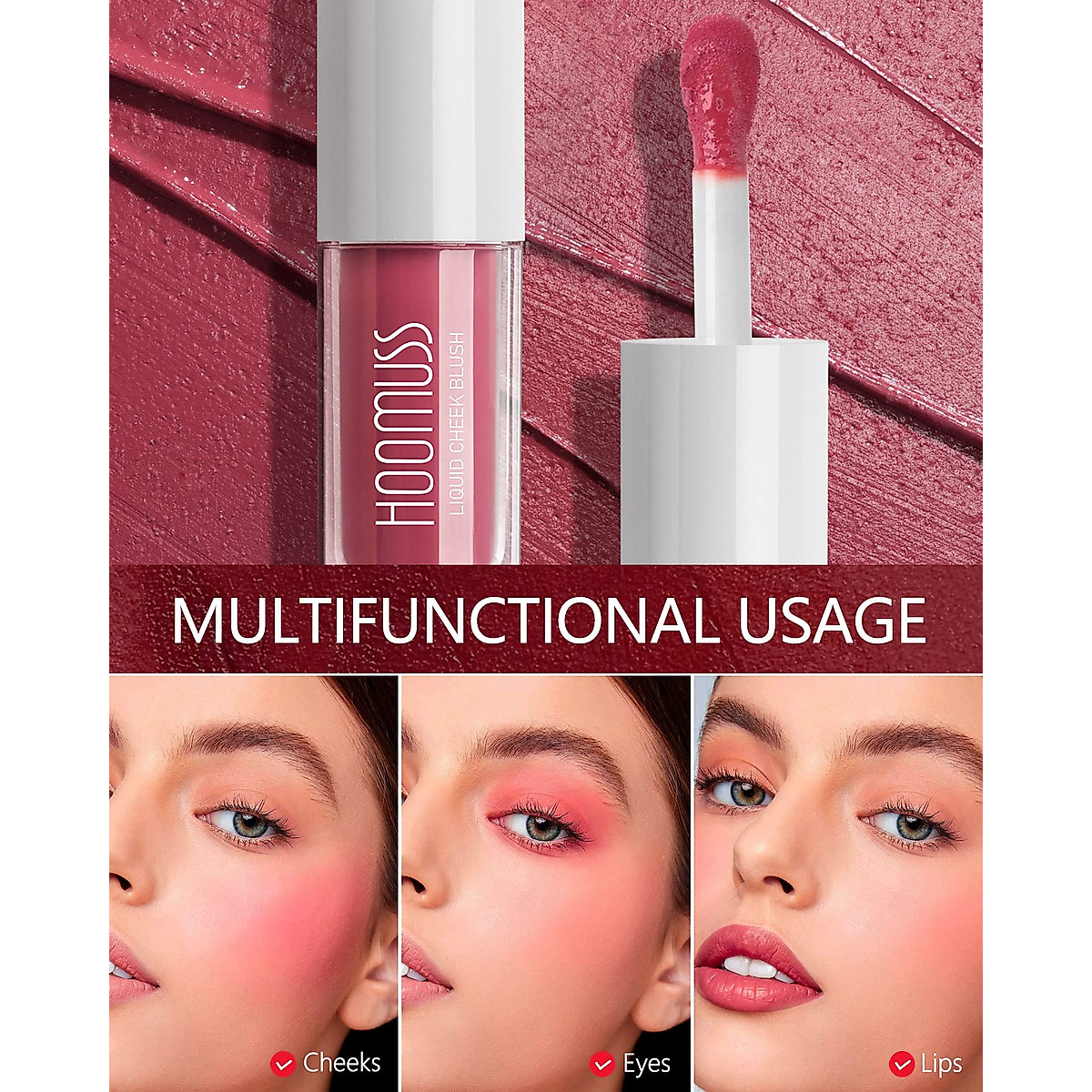 Liquid Blush, Cream Blush Makeup, Natural-Looking Matte Blush for Cheeks, Lightweight, Breathable Feel, Long-Wearing, Smudge Proof, Dewy Finish, Cruelty-free (002-Haze)