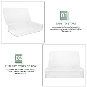 Cabilock Transparent Cutlery Box Desktop Accessories Flatware Tray with Cover Utensil Drawer Organizer Plastic Silverware Cutlery Storage Holder Storage Box Refrigerator The Pet