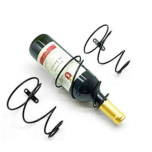 ZHKD Wall-Mounted Wine Bottle Rack 3-Piece Set,Creative Wine Bottle Display Rack, Metal Hanging Wine Holder,Suitable for All Home Kitchen Bar Cabinets Wall You Like, Black