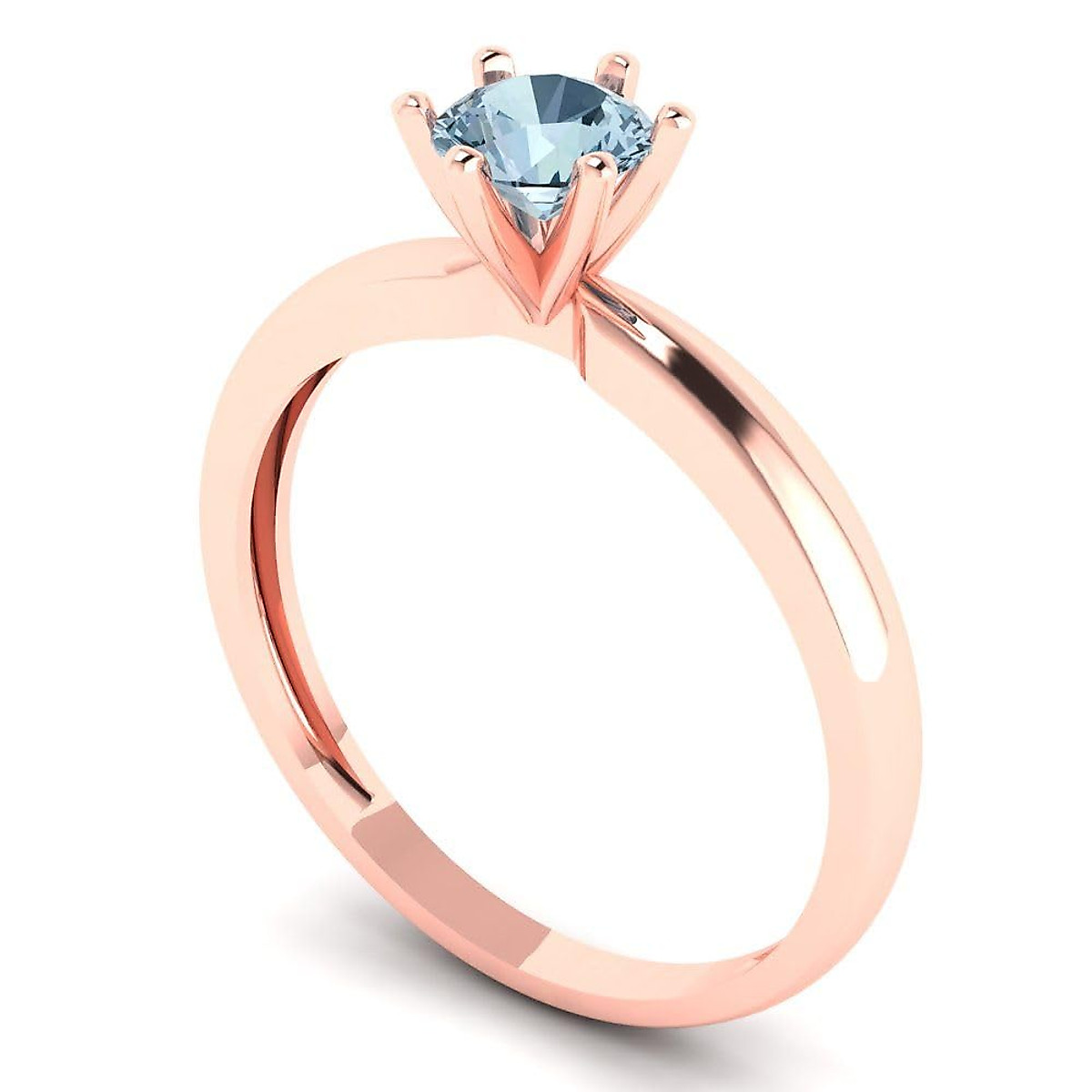 Clara Pucci 0.50 ct Round Cut Solitaire Natural Sky Blue Topaz gemstone Bridal Designer Anniversary Engagement Ring in 14k rose Gold