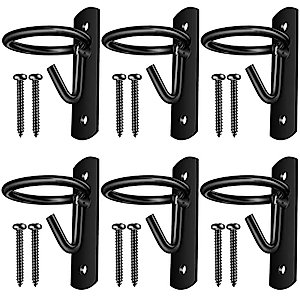 Dunzy 6 Pcs Bucket Hooks for Horses Equestrian Bucket Hook Metal Water Bucket Hangers Horse Stalls Feed Bucket Barn Farmhouse Supplies (Black)