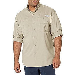 Columbia Men's Plus Tamiami II Long Sleeve Shirt, Fossil - Small