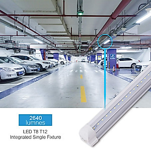 HOLDWILL 6 Pack LED Shop Light Fixture, 4FT 24W 6000K Daylight White Clear Cover Linkable Beer Cooler Light, T8 LED Integrated Tube Lights with On/Off Plug Cable for Garage,Work Bench and Workshop