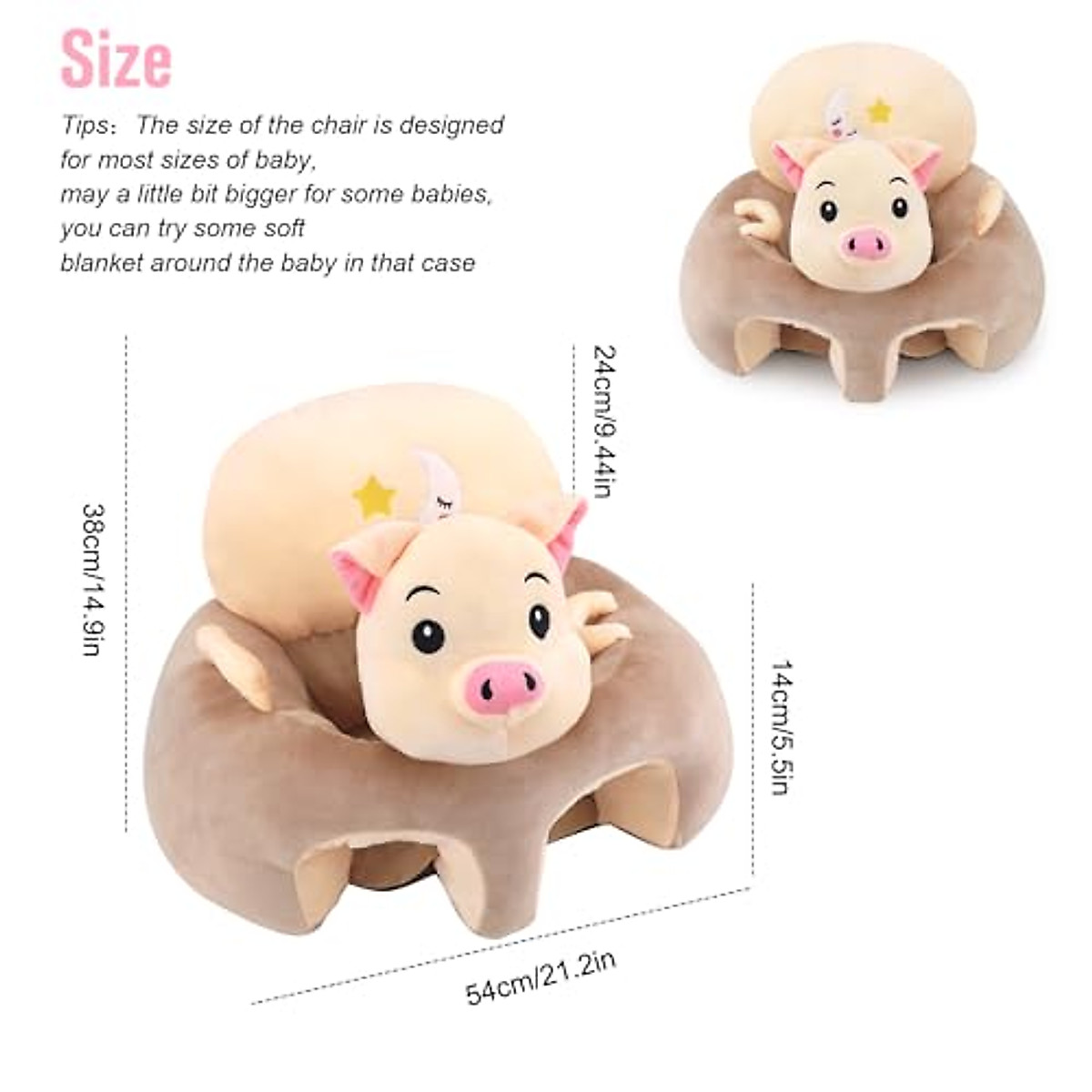 RoamReady Toddler Infant Baby Chairs for Sitting Up 3-6-12 Months, Infant Support Floor Seats for Babies Comfy Plush Stable Newborn Learn to Sit Up Chair Gift(Piggy)