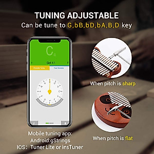 JeuRon 17 Keys Mahogany Kalimba Thumb Piano Finger Instrument With Portable Case Turning Hammer Study Instruction,Gift for Kids Adult Beginners and Professionals (OWL)