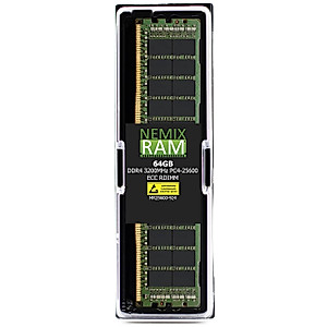 NEMIX RAM 64GB (1X64GB) DDR4 3200MHZ PC4-25600 2Rx4 1.2V CL22 288-PIN ECC RDIMM Compatible with Dell PowerEdge R6515 SNPP2MYXC/64G AA783423 Registered Server Memory