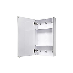 Croydex Finchley Single Door, Surface Mount Flexi-Fix Easy Hanging System Medicine Cabinet, 16 in (W) x 26 in (H) Stainless Steel