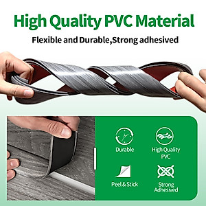 10FT Self Adhesive Vinyl Floor Transition Strip - Linoleum Peel and Stick Laminate Flooring Edge Trim for Joining Floor Carpet Tiles in Bathroom, Bedroom, Kitchen, etc. (1.57IN, Gray)