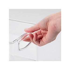 mDesign Plastic Toiletry Organizer for Bathroom - Storage Holder Bin w/Handles for Vanity, Drawers, Dresser - Holds Hair Products, Makeup, Lotion, Skincare and More - Ligne Collection - Clear