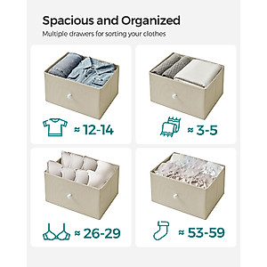SONGMICS Bedroom, Chest, 6 Drawer, Closet Fabric Dresser with Metal Frame, by The yard, Camel Yellow + Cream White