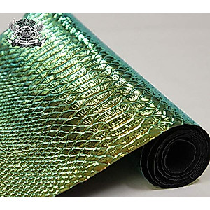 Fabric Empire Vinyl Upholstery Embossed Snake Hologram Glossy Holographic Fabric 54" Wide Sold by The Yard (Copper)