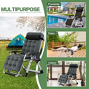 Barbella Zero Gravity Chair Living Room Chairs Lawn Recliner, Reclining Patio Chairs Patio Lounger Chair, Folding Portable Chaise with Cushion, Cup Holder, Headrest