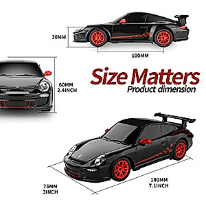BEZGAR Porsche Remote Control Car - Officially Licensed Porsche 911 GT3 RS Toy Car 1:24 Porsche RC Car Model Vehicle Gift for Boys,Girls,Teens and Adults (39900 Black)