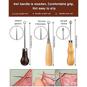 BAGERLA Upholstery Repair Kit, 48pcs Leather Sewing Kit with Upholstery Thread, Sewing Awl, Seam Ripper, Needles, Thimble Leather Stitching Kit for Carseat Carpet Shoes Backpack Repair DIY Crafting