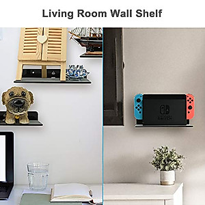 Wall Shelf Speaker Stand, TXEsign Small Wall Shelf Speaker Mount for Bluetooth Speaker, Webcam, Cell Phones, Toy Display Shelf Acrylic Floating Speaker Shelf (9-Inch (Black))