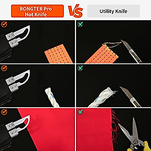 RONGTER Electric Hot Knife Air-cooled Rope Fabric Foam Cutter with 8 Blades Hot Knife, Foam Cutter Cutting Tool for Cloth Ropes Belts Net Tube Foam Board Kt Board Leather Canvas