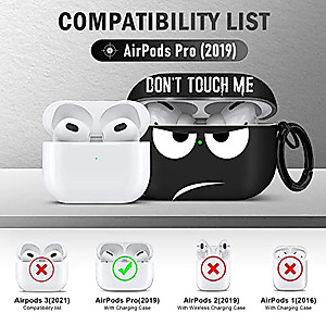 Youtec for Airpods Pro Case, Don't Touch Me for Airpods Pro Cover with Keychain Soft Cute Shockproof Cover for Women Men Compatible with for Airpods Pro 2019 Charging Case -Black