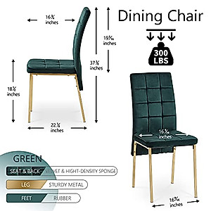 NORDICANA Upholstered Velvet Dining Chairs Classic Kitchen High Back Chairs Set of 4, Featured Dovetail Tufted Side Chairs, Golden Color Metal Legs, Forest Green