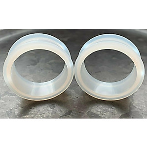 Lobal Domination PAIR of Clear Soft Silicone Ear Tunnels Plugs - up to size 50mm! (1&3/4" (44mm))