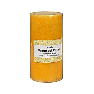 Jeco Inc. 3" x 6" Pumpkin Spice Mustard Yellow Scented Pillar Candle, 3&quot x 6&Quoth
