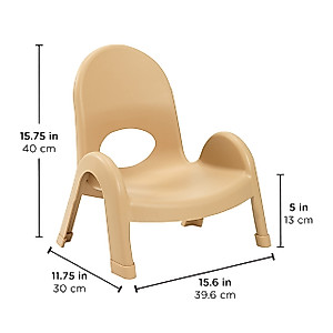 Children’s Factory Value Stack Kids Chair, Natural Tan - 5"H, AB7705NT, Preschool and Daycare Flexible Seating, Classroom Desk Chair for Toddlers, Girls and Boys, 1-Pack