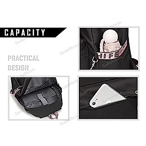 SodaMeow Demon Backpack Nezuko Anime Slayer Bag Kimetsu no Yaiba Kawaii Backpack with USB Charging Port, Free Keychain (A-Muichiro)