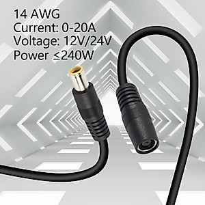 GINTOOYUN DC 8mm Extension Cable 10Ft DC7909 Male to Female Power Cord 14AWG DC 7.9 x 5.5mm Extension Cord for Solar Generator Portable Power Station and Solar Panel 3M