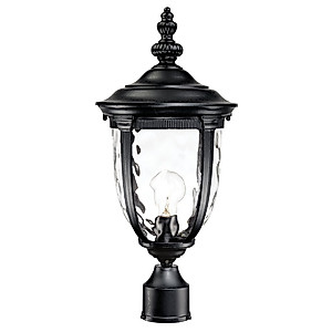 John Timberland Bellagio 21 1/4" High Country Traditional Outdoor Post Light Fixture Pole Porch House Exterior Lantern Weatherproof Texturized Black Finish Metal Clear Glass Shade Outside Front Door