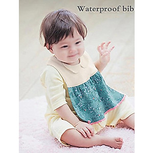 GZMM Baby Girl's Princess Type Waterproof Bibs with Adjustable Snaps,2 Pack