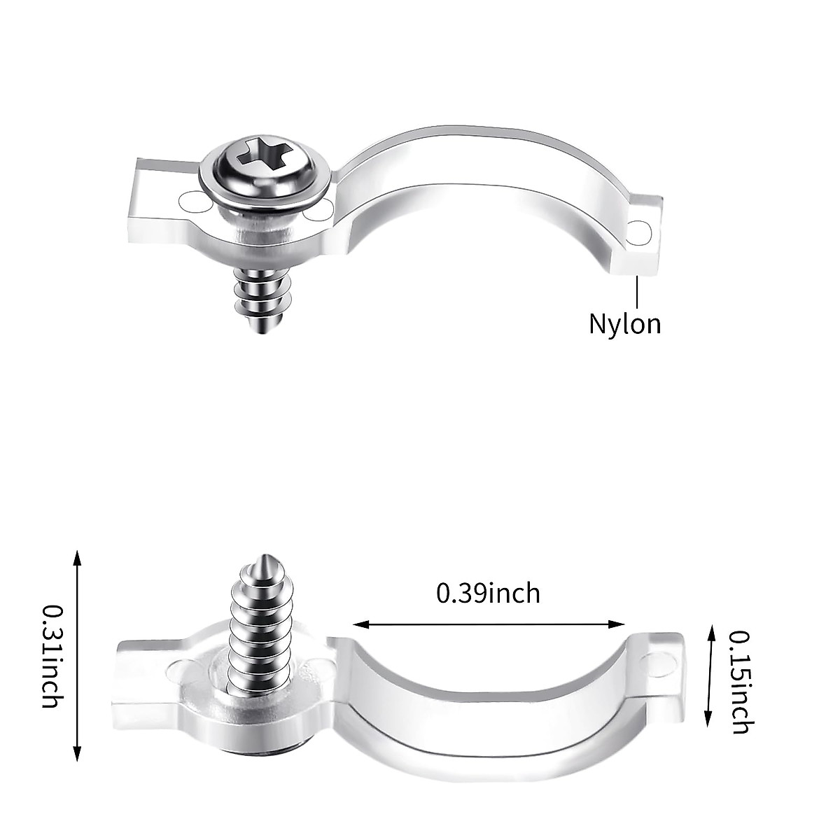 LED Strip Lights Clips Light Mounting Clips One Side LED Light Clips with Screws for 10 mm Wide Waterproof LED Strip Lights (200 Pack, Transparent)