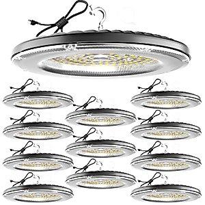 Upgrade 150W LED High Bay Light AC100-277V 22500LM (Eqv. to 600W HPS/MH) UFO High Bay LED Shop Lights,ETL Listed UFO Lights with Plug-12Pack 5Yrs Warranty