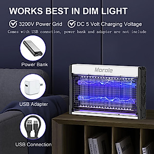 Electric Bug Zapper, 3200V Mosquito Zapper Indoor Outdoor, Electric Fly Zapper with Removable Tray, USB Charging Flying Insect Killer, Mosquito Repellent for Outdoor Living Room Kitchen Courtyard