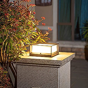 CZLZY Square Outdoor Waterproof Pillar Lamp, Die Casting Aluminum Pillar Lights, Acrylic Lamps, E27 Snail Lamps, Lawn Villa Courtyard Landscape Lights, Garden Pillar Pole Lamp