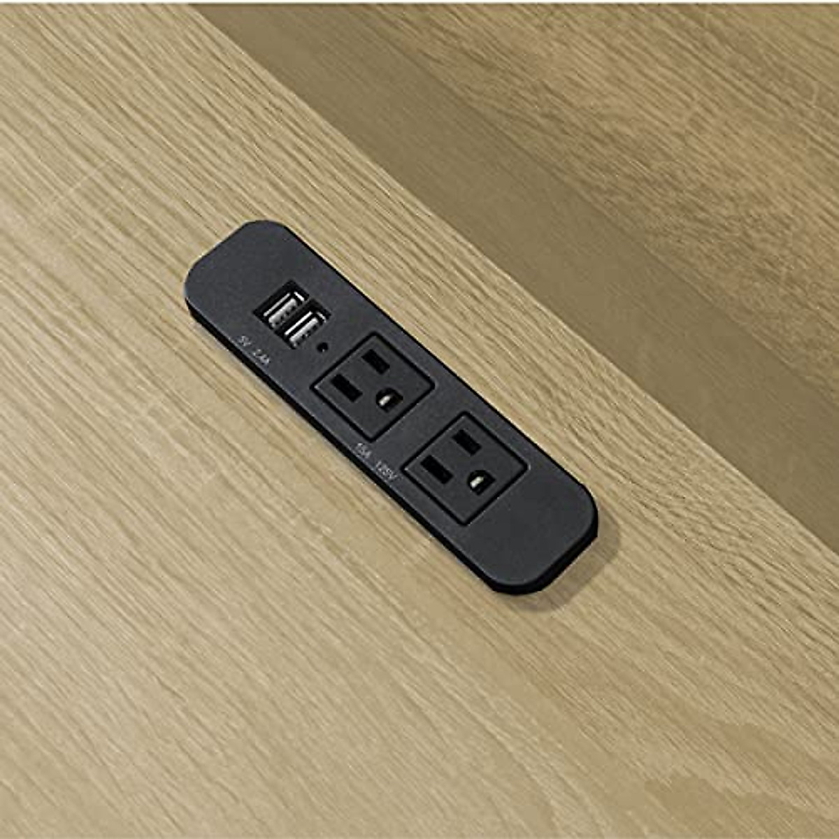 Calico Designs Rockdale Modern Office Writing Laptop Desk with Multiple Storage Compartments, Cord Management and Charging Station, Black/Honey Maple