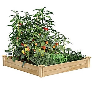 Greenes Fence Raised Garden Bed, 48" L x 48" W x 7" H, Cedar