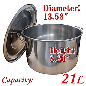 Japard Stockpot 22 Qt Stockpot Stainless Steel Large Cooking Pot With Lid - Cookware Sauce Pot with Handle, Heavy Duty Induction Soup Pot